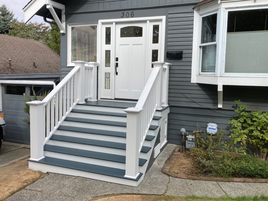 Wood Front Porch Stair and Entry Custom Design Build