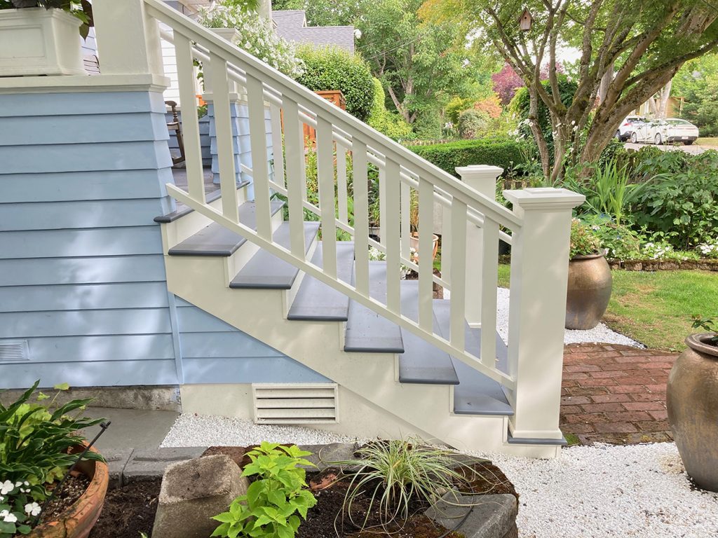Craftsman porch stairs & railing - Westbrook Carpentry Seattle